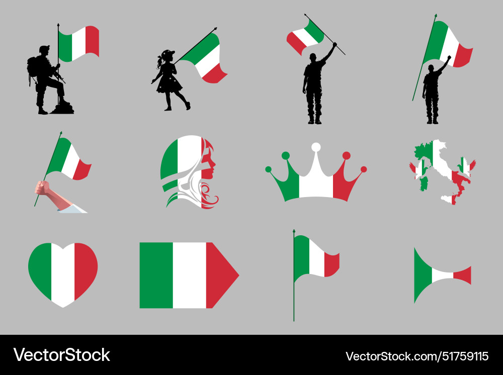 Flag of italy set Royalty Free Vector Image - VectorStock