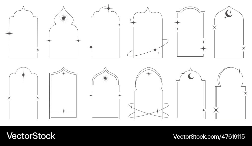 Minimalist Star Arch Frame Royalty Free Vector Image