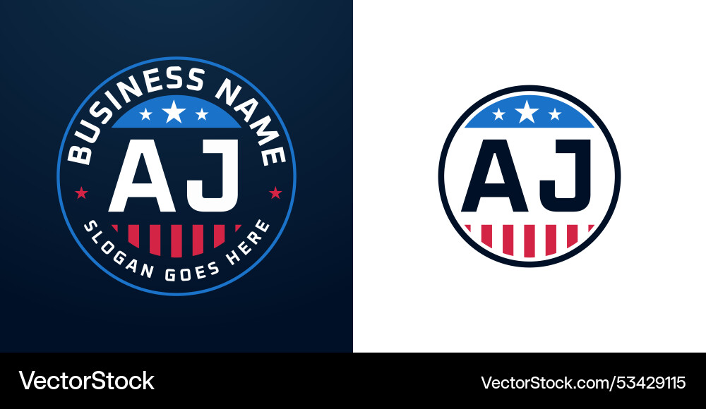 Patriotic aj logo design letter Royalty Free Vector Image