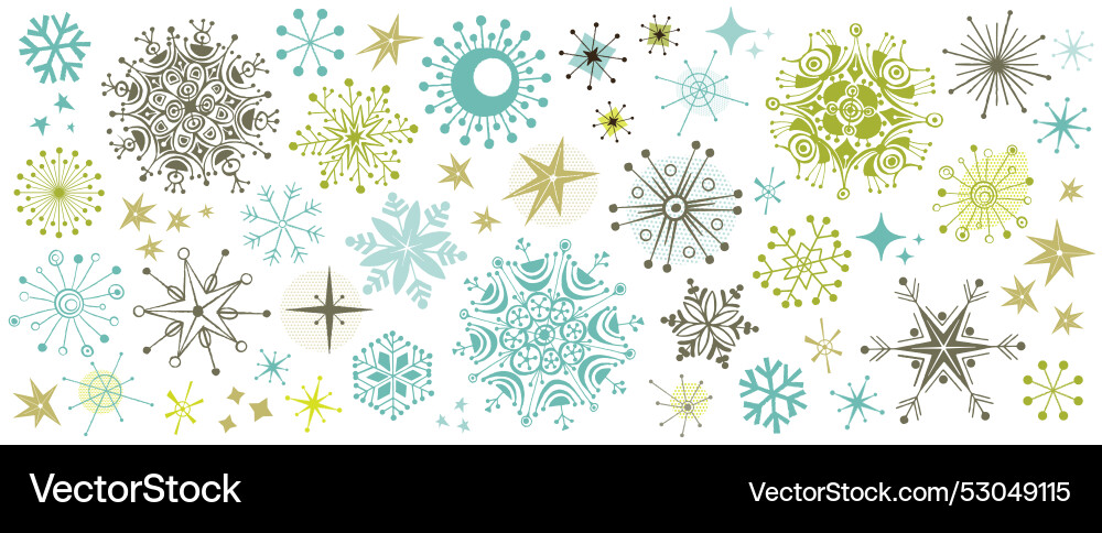 Retro Atomic Snowflakes - MCM Style Royalty Free Vector