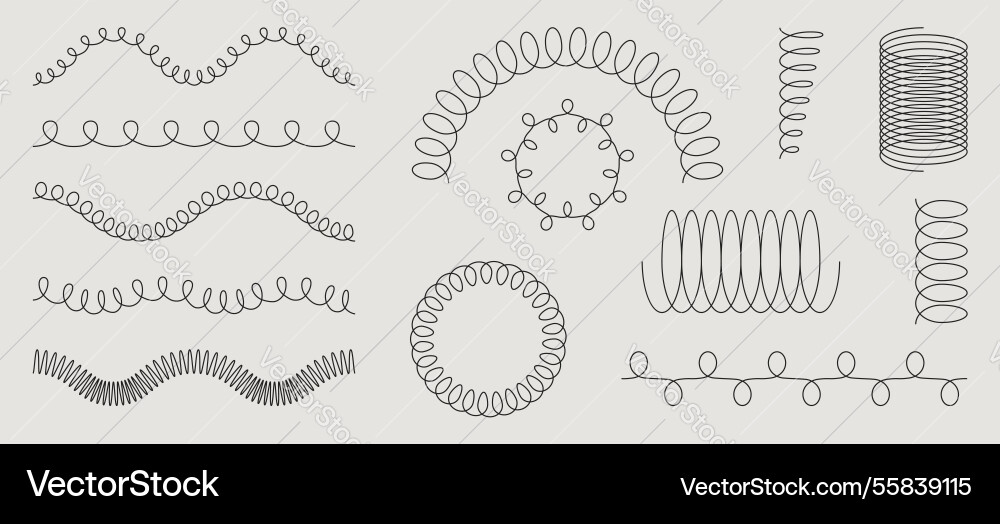 Spring and coil shapes collection Royalty Free Vector Image