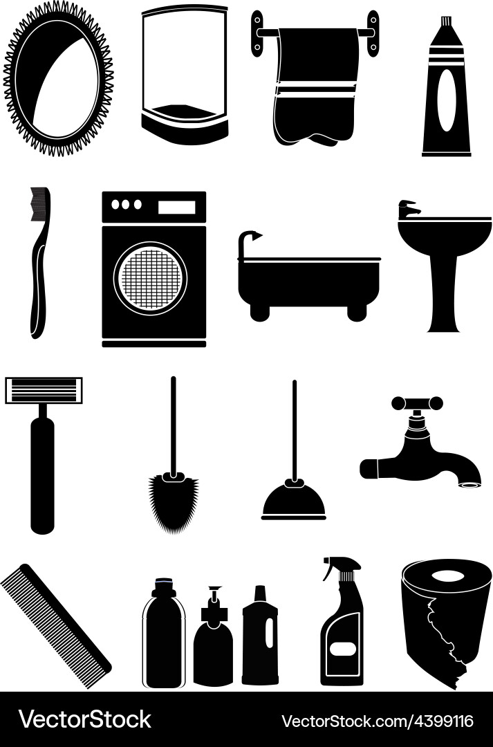Bathroom Icon Collection Royalty Free Vector Image