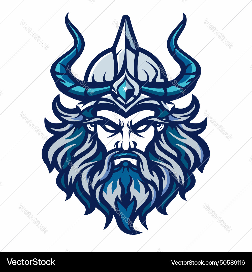 Bearded man god poseidon esport logotype icon Vector Image
