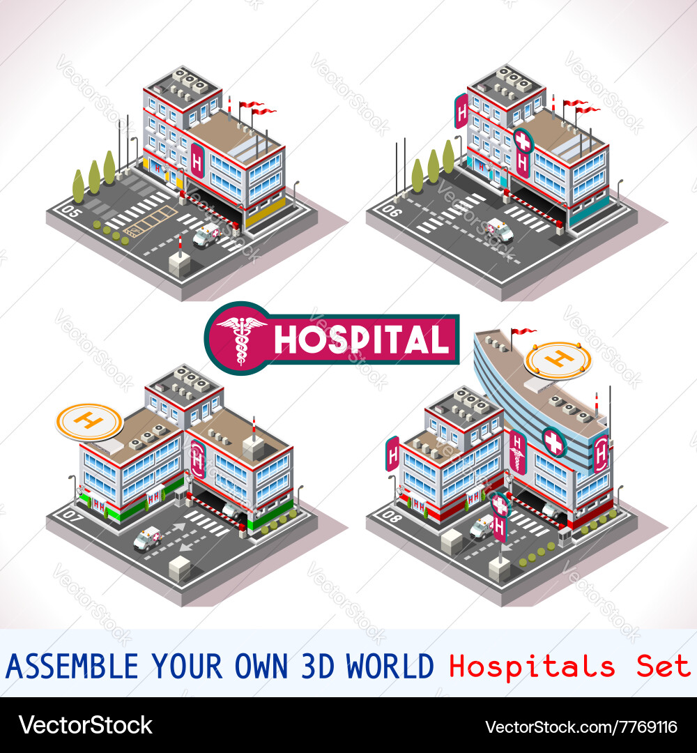 Game set 16 building isometric Royalty Free Vector Image
