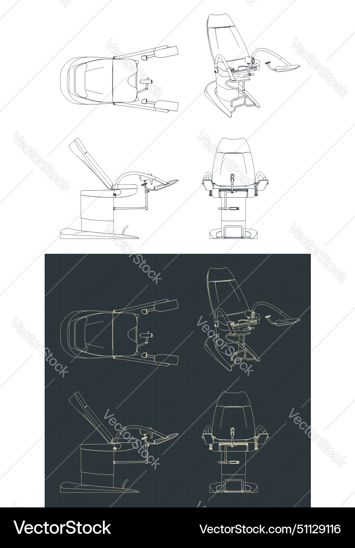 Gynecological examination chair blueprints Vector Image