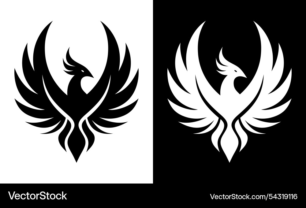 Phoenix logo with flying wings Royalty Free Vector Image