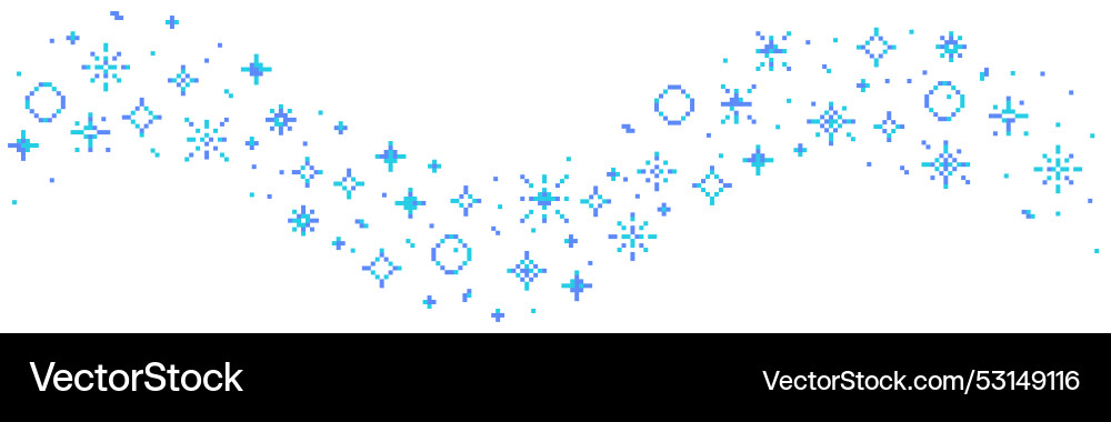 Pixel snow retro 8 bit sparkle wavy border Vector Image