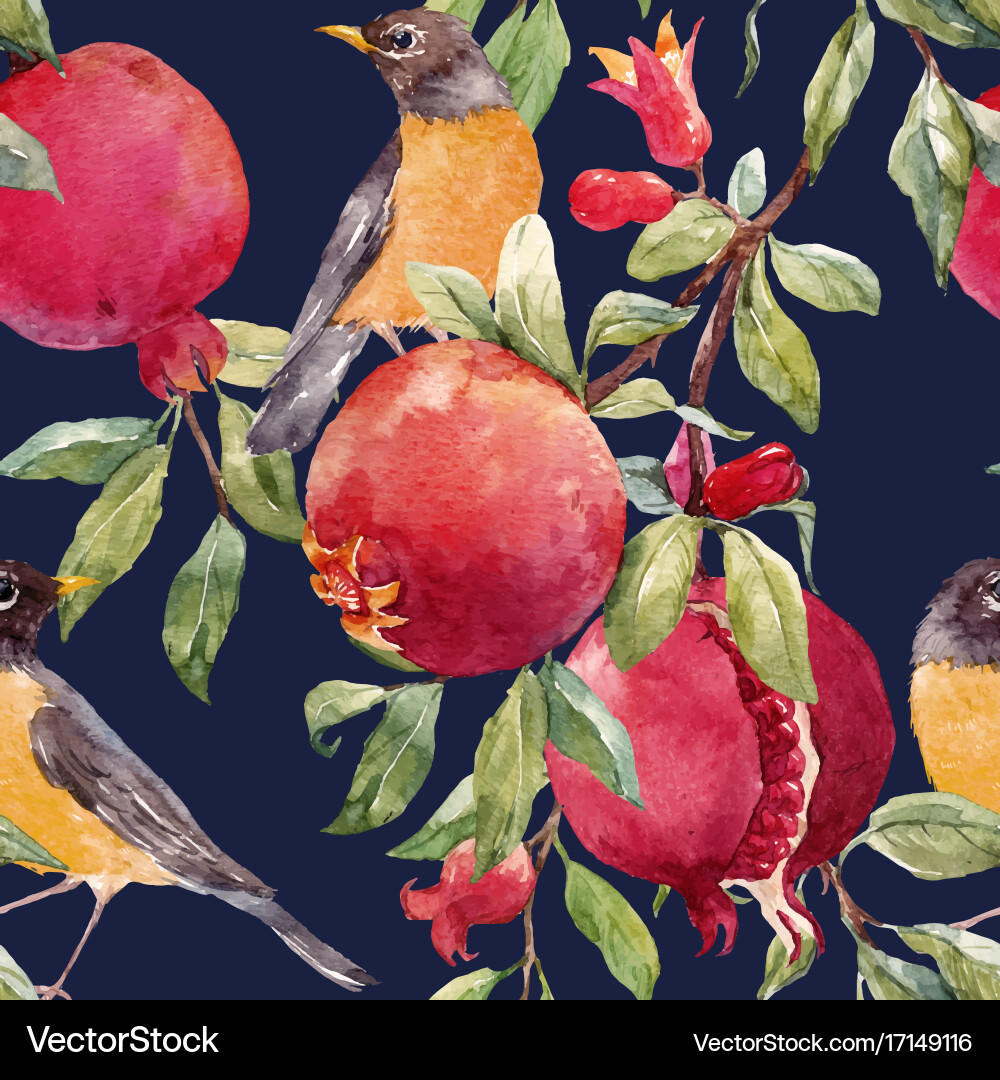 Pomegranate fruit pattern Royalty Free Vector Image