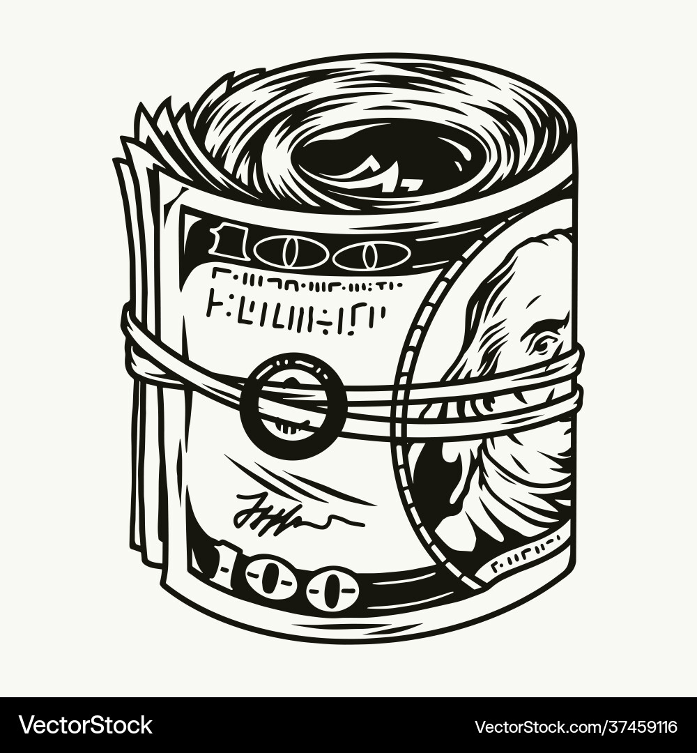 Roll dollar banknotes Royalty Free Vector Image