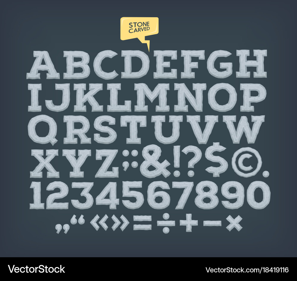 Stone made abc vintage alphabet Royalty Free Vector Image