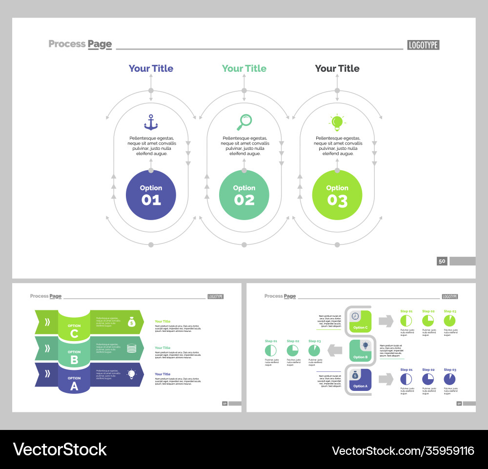 Three training slide templates set Royalty Free Vector Image