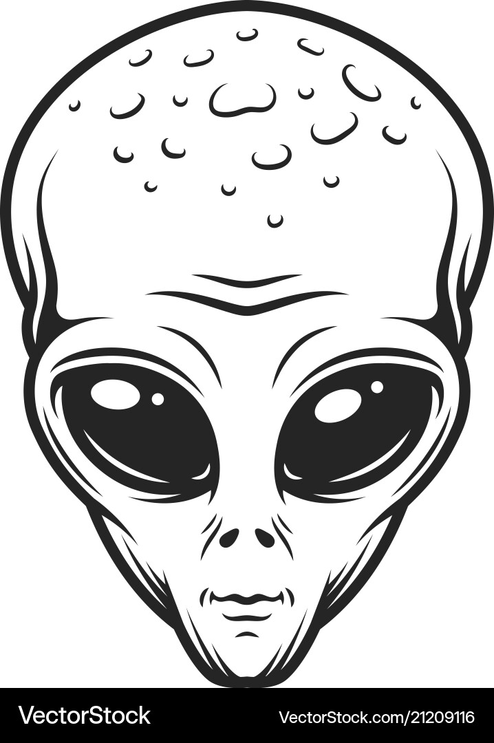 Vintage monochrome alien face concept Royalty Free Vector