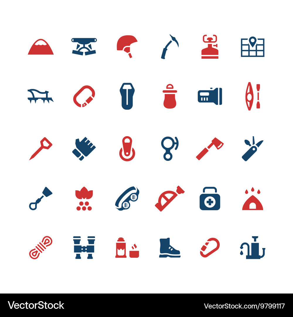 Camping & Mountaineering Icon Set Royalty Free Vector