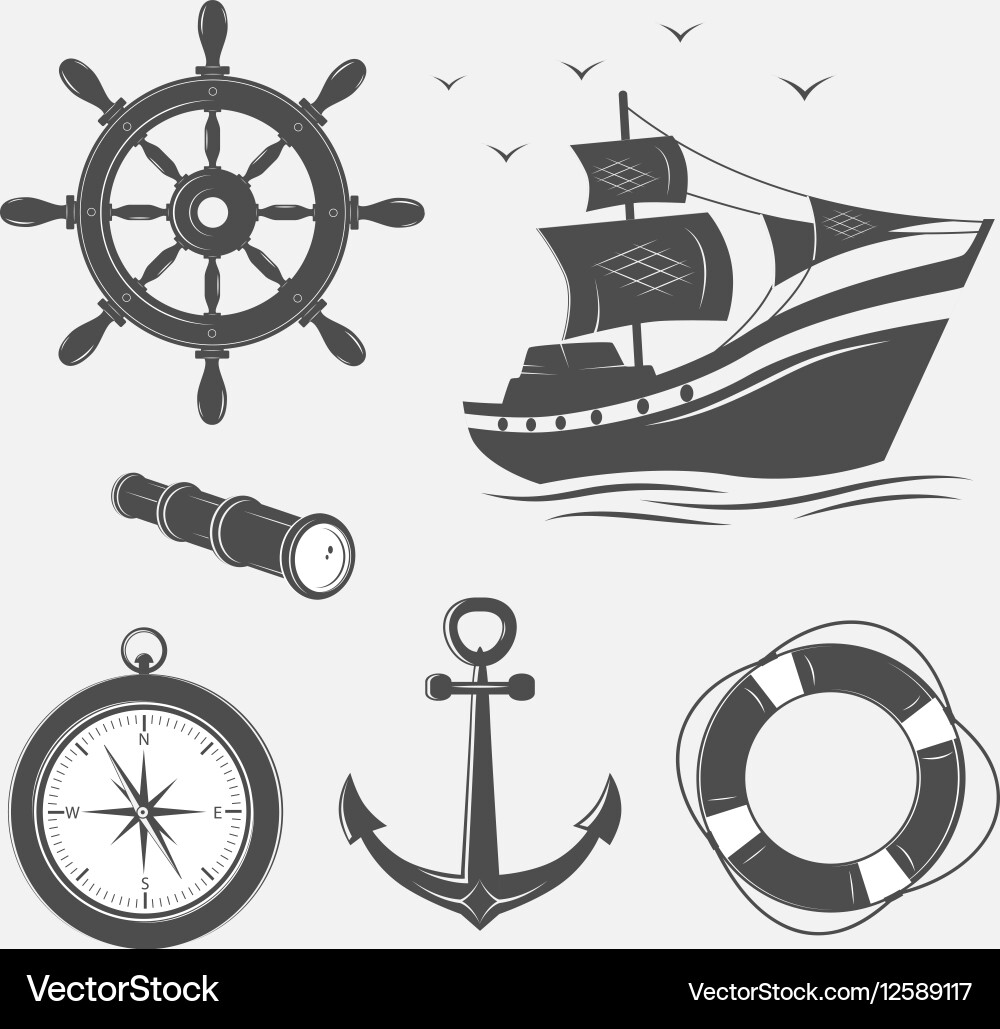 Items on the marine theme Royalty Free Vector Image