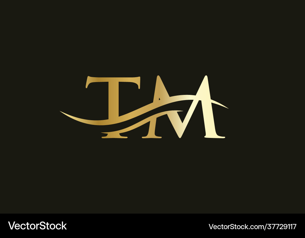 Tm logo design swoosh letter Royalty Free Vector Image