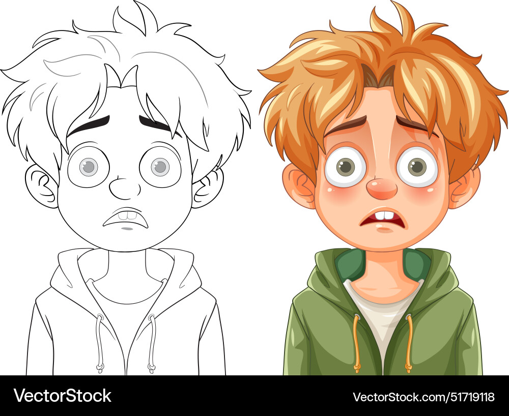 A boy with a shocked expression Royalty Free Vector Image