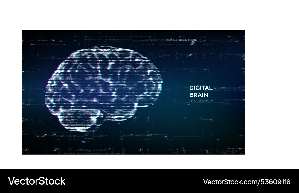 Brain abstract digital human in a distorted Vector Image