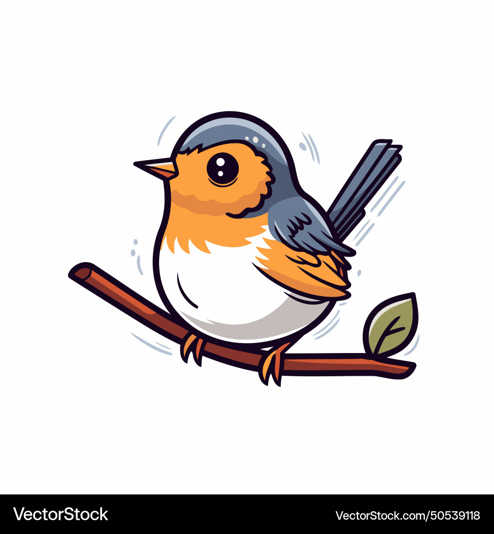 Cute cartoon robin bird isolated on white Vector Image