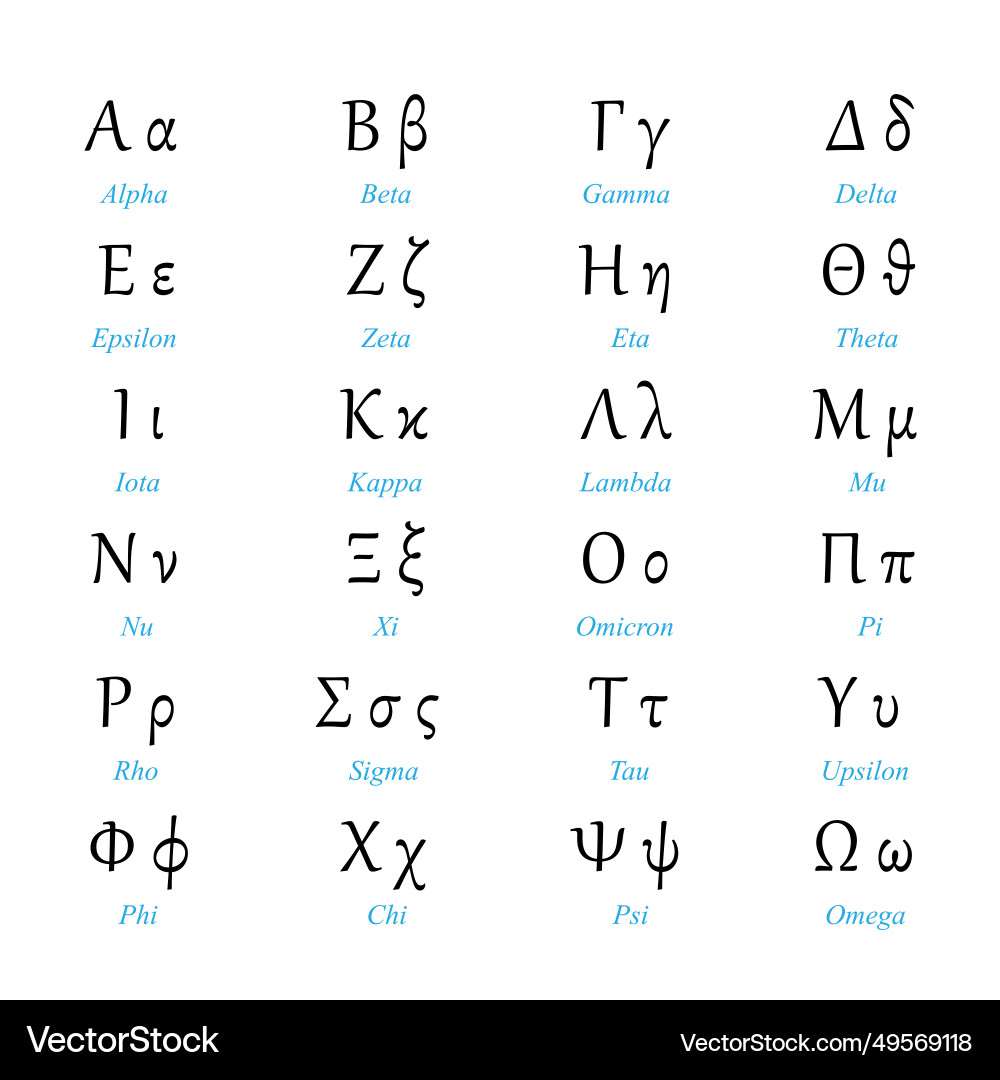 Greek alphabet letters on white background Vector Image
