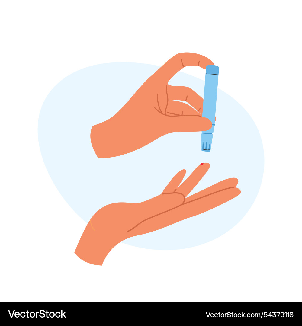 Hand pricking finger for blood test using Vector Image