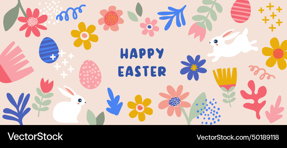 Happy easter banner trendy bold design Royalty Free Vector