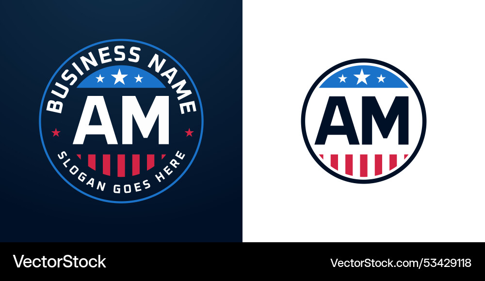 Patriotic am logo design letter Royalty Free Vector Image