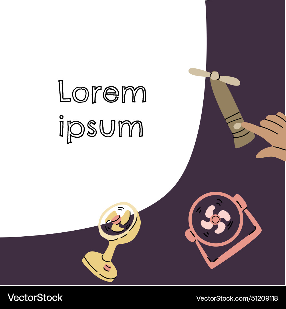 Portable electric fan background - banner Vector Image