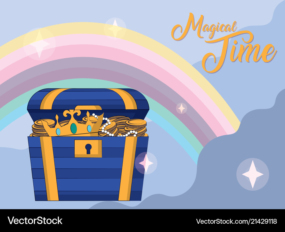Rainbow Treasure Chest Royalty Free Vector Image