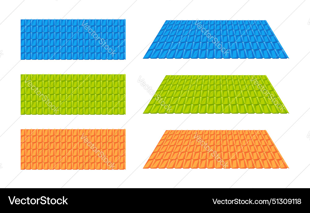 Roof tile textures materials profile sheets Vector Image