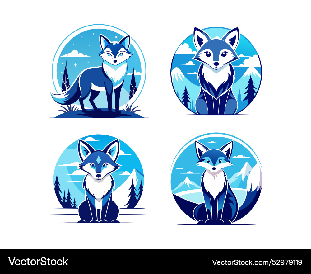 Beautiful set of fox Royalty Free Vector Image