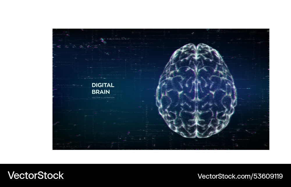 Brain abstract digital human in a distorted Vector Image