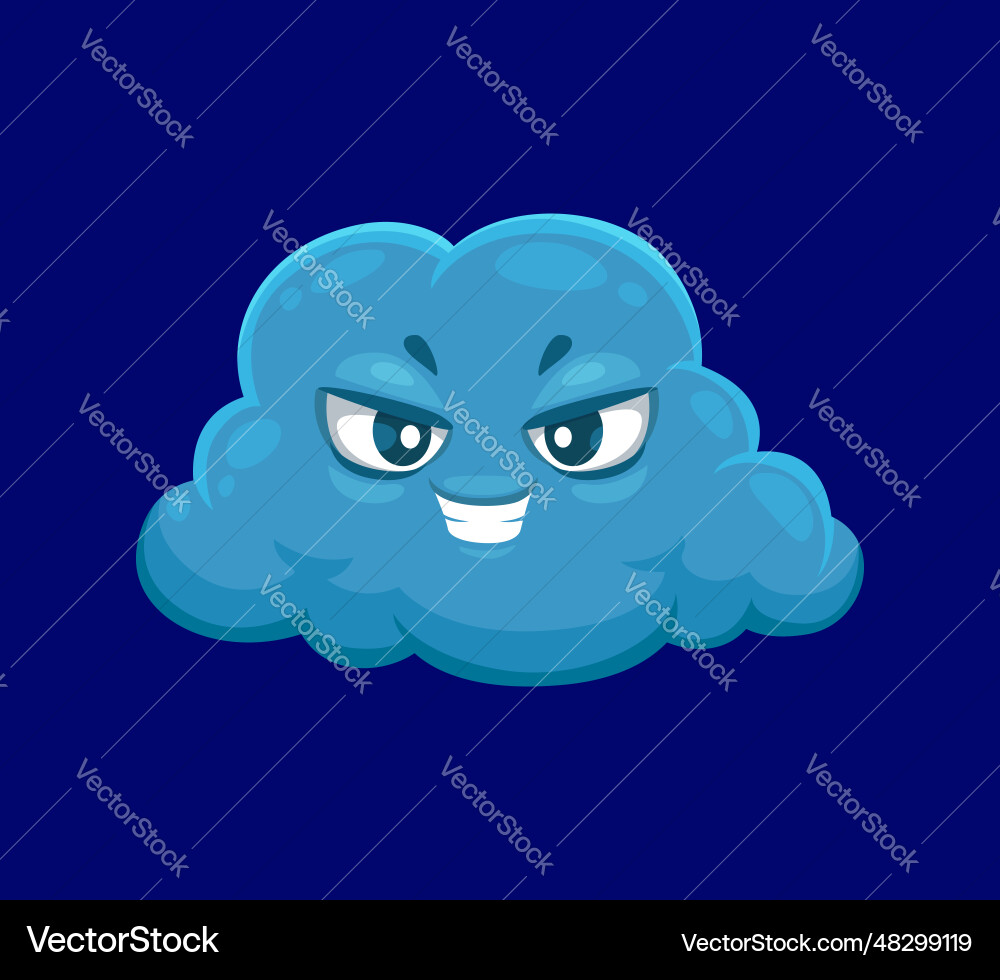 Cartoon cute grey evil cloud weather character Vector Image