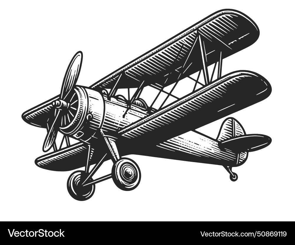 Classic biplane airplane Royalty Free Vector Image