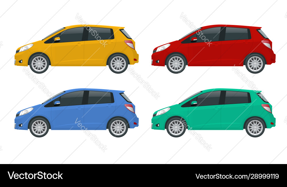 Compact Hatchback Car - White Background Vector Image