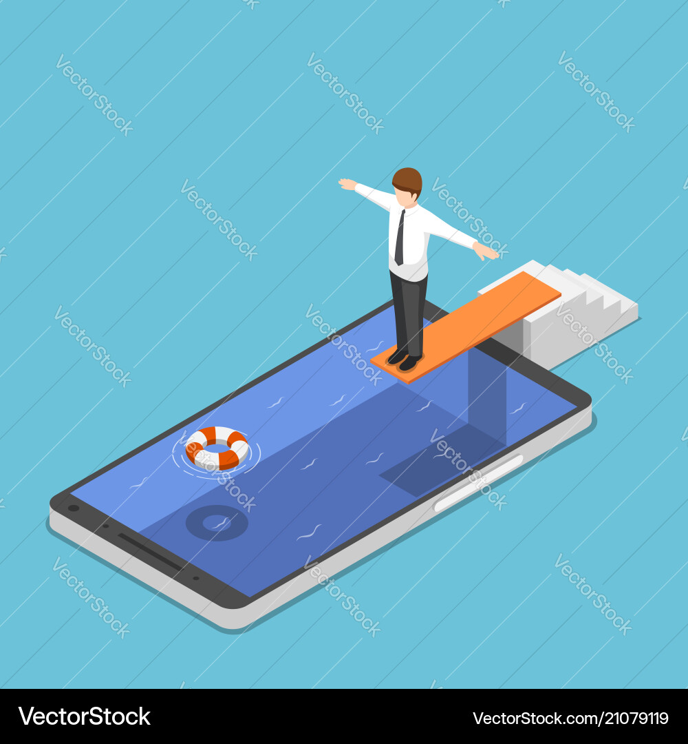 Isometric businessman on springboard ready Vector Image