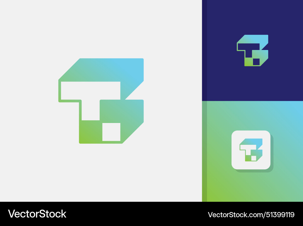 Letter t block logo design template Royalty Free Vector