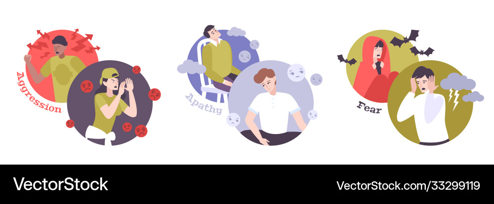 Mental health round compositions Royalty Free Vector Image