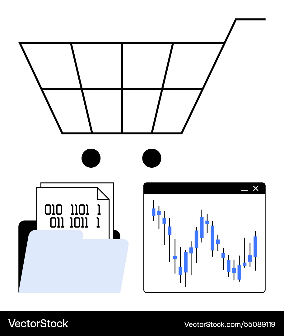 Online shopping cart data analysis chart Vector Image