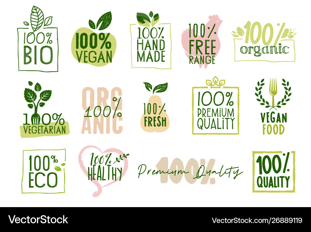 Organic food stickers Royalty Free Vector Image