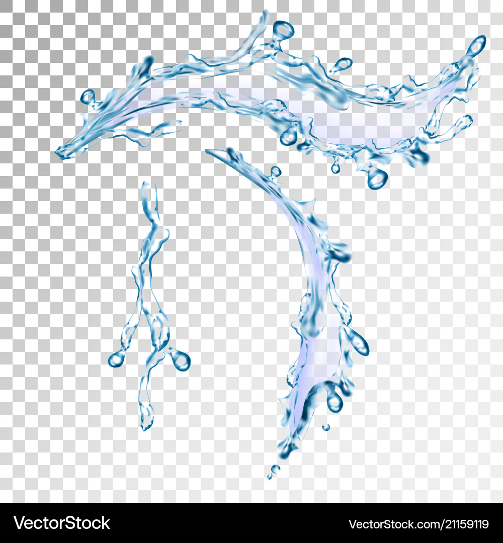 Realistic blue water splash with drops Royalty Free Vector