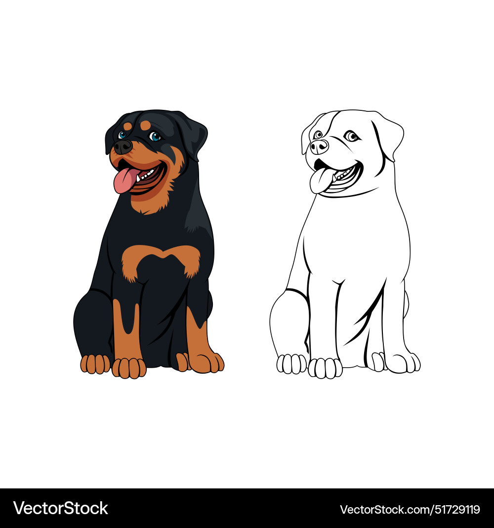 Rottweiler Cartoon Dog Royalty Free Vector Image