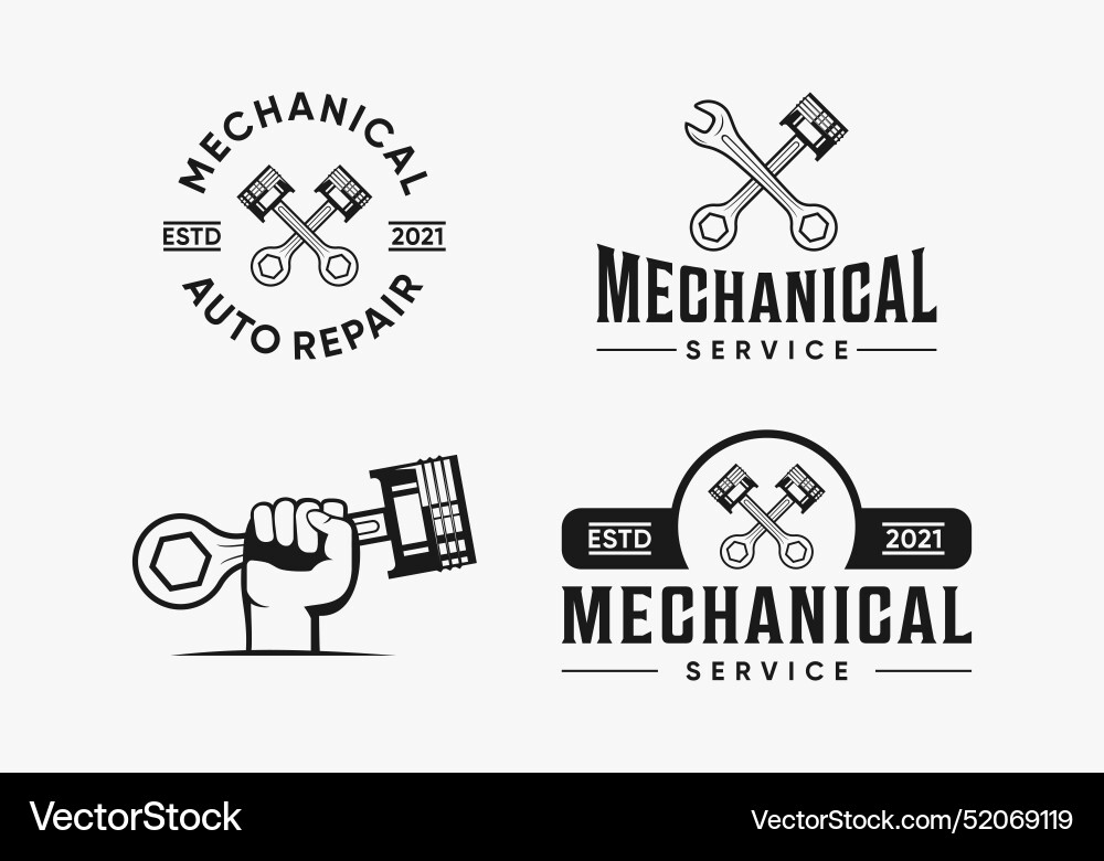Set bundle mechanical service premium Royalty Free Vector