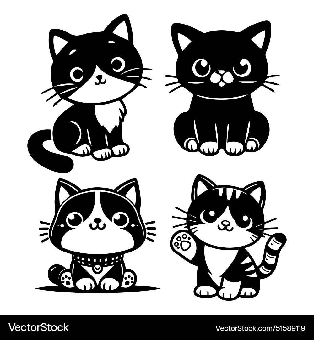Set of cute cat hand drawn Royalty Free Vector Image
