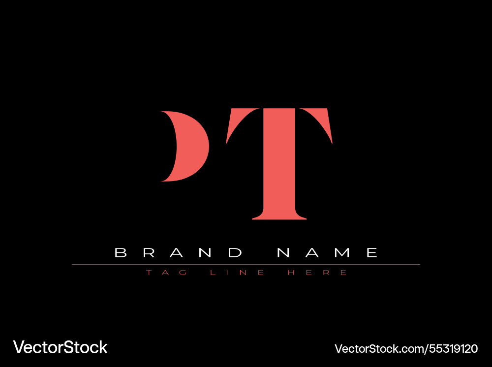 Abstract letter pt minimal logo design template Vector Image