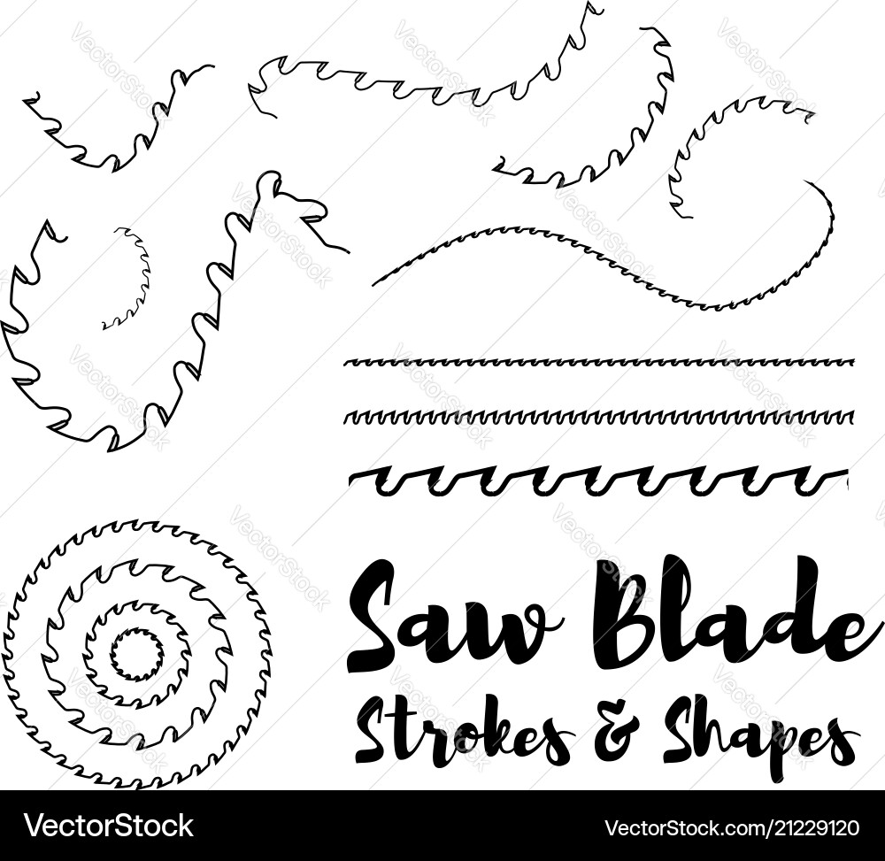 Circular saw blade strokes and shapes Royalty Free Vector