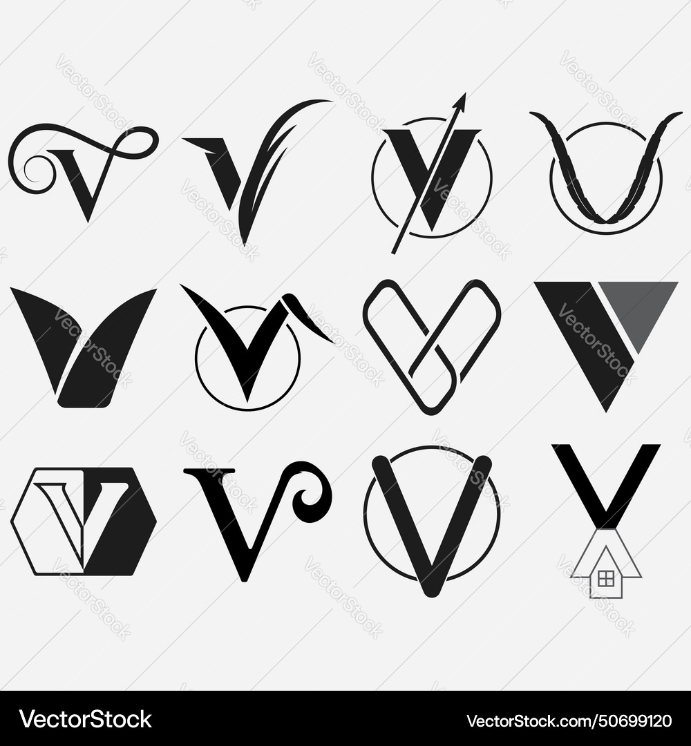 Collection of v logo Royalty Free Vector Image
