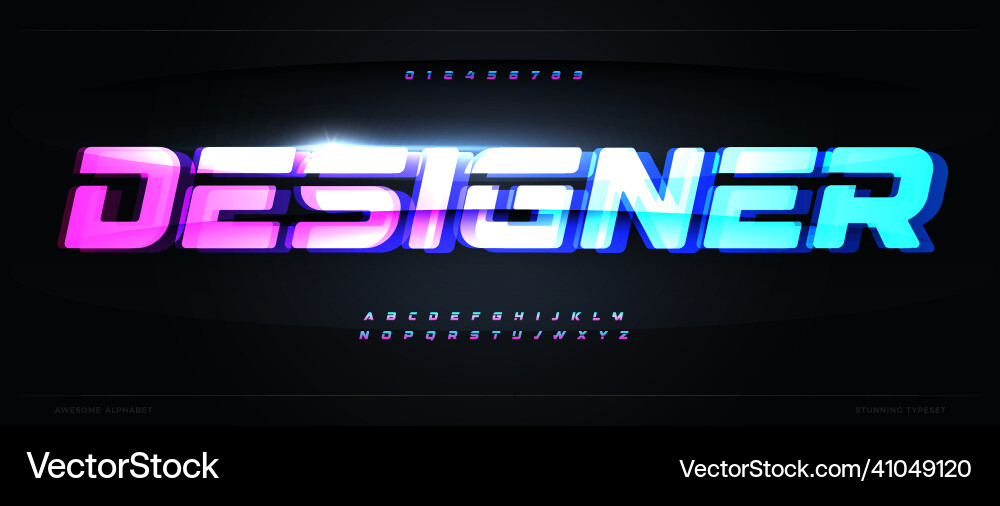 Electronic glow color letters with cyber Vector Image