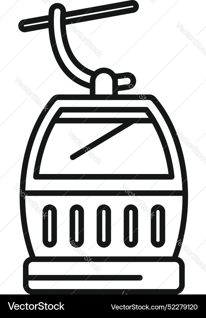 Funicular cabin ascending mountain landscape line Vector Image