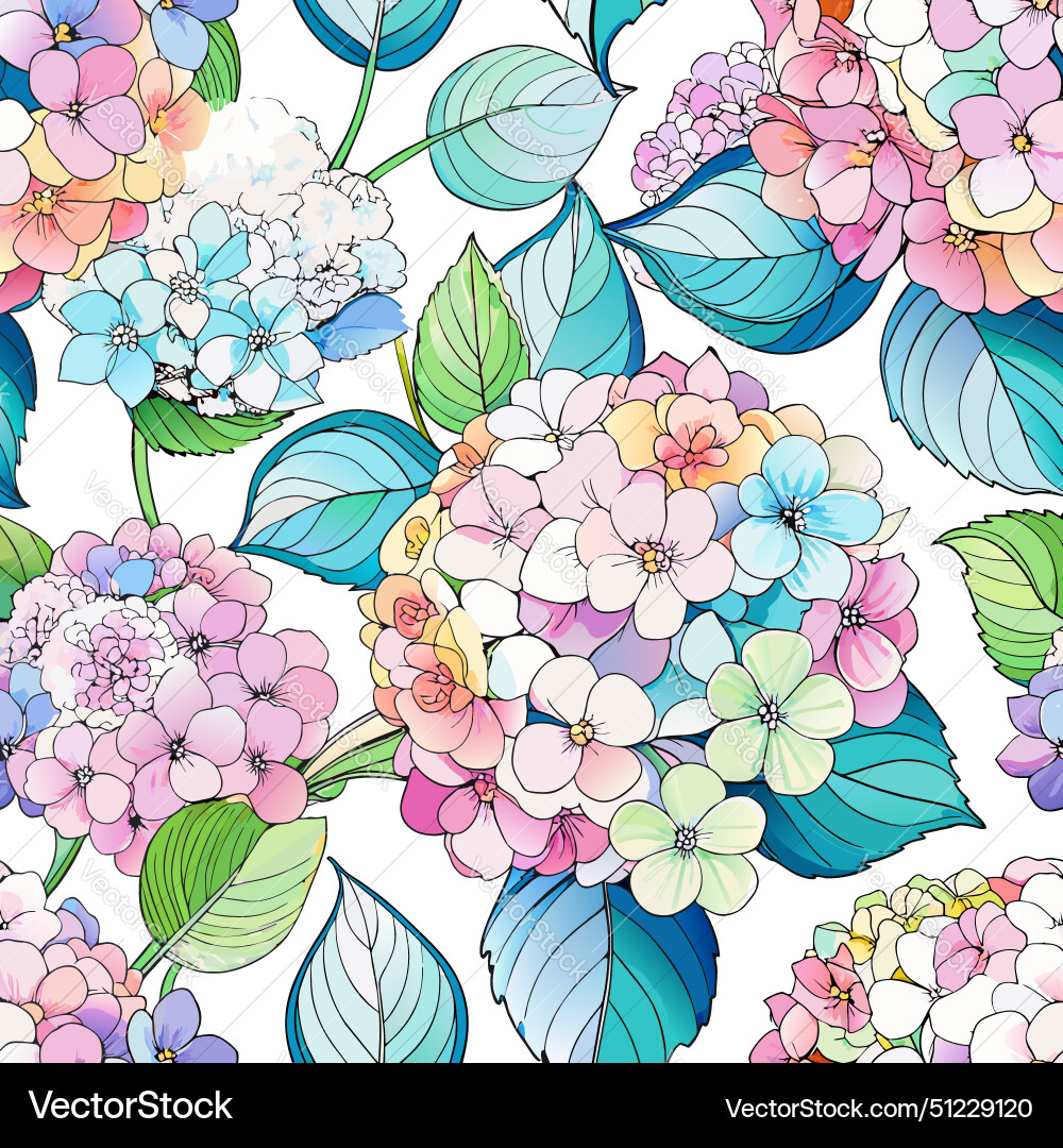 Hydrangea Floral Pattern Royalty Free Vector Image