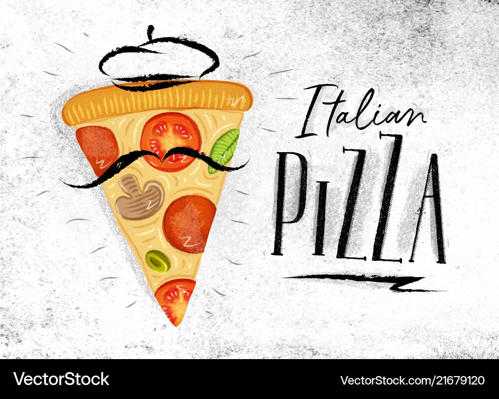 Italian pizza slice Royalty Free Vector Image - VectorStock
